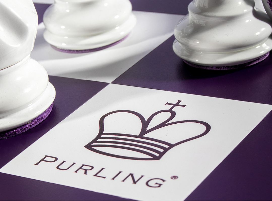 Bold Chess Set in Purling Purple & White – Handcrafted by Purling ...